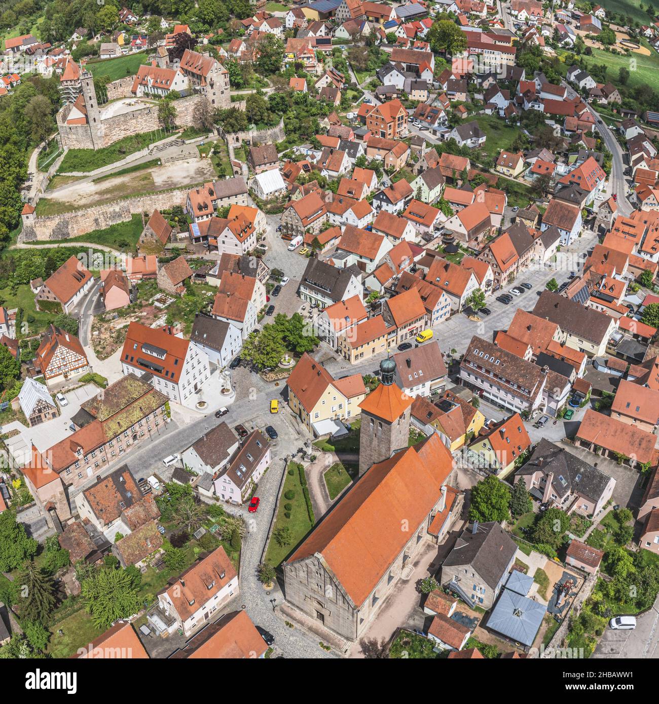 The idyllic little town of Abenberg in Middle Franconia from above ...