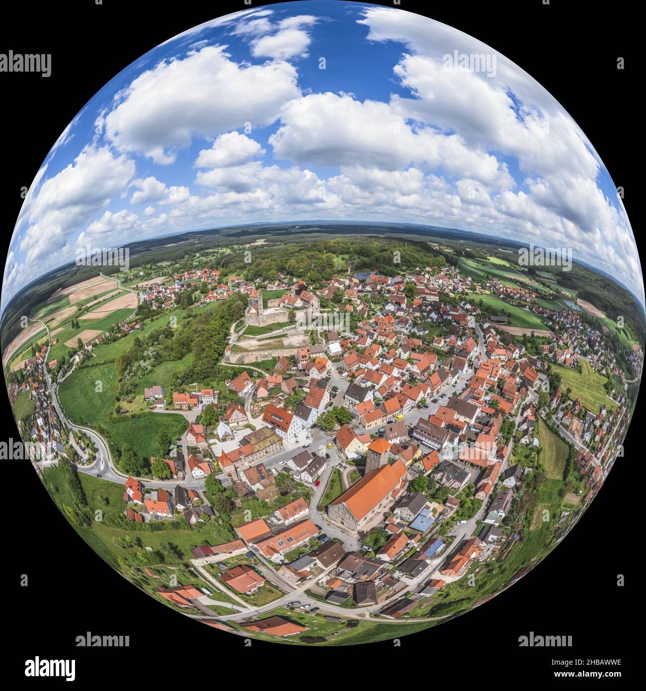 The idyllic little town of Abenberg in Middle Franconia from above ...