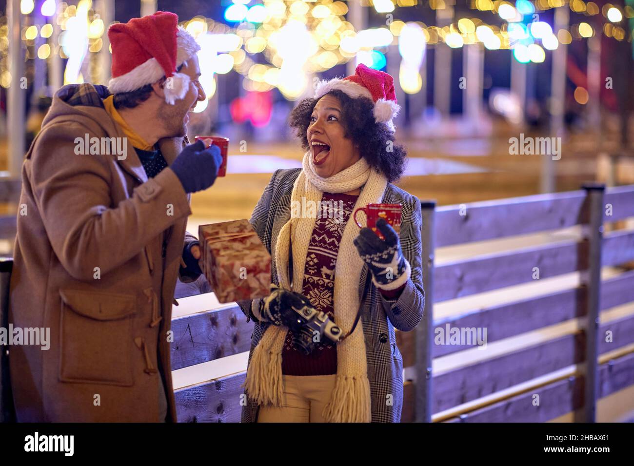 Smiling girl in night city hi-res stock photography and images - Alamy