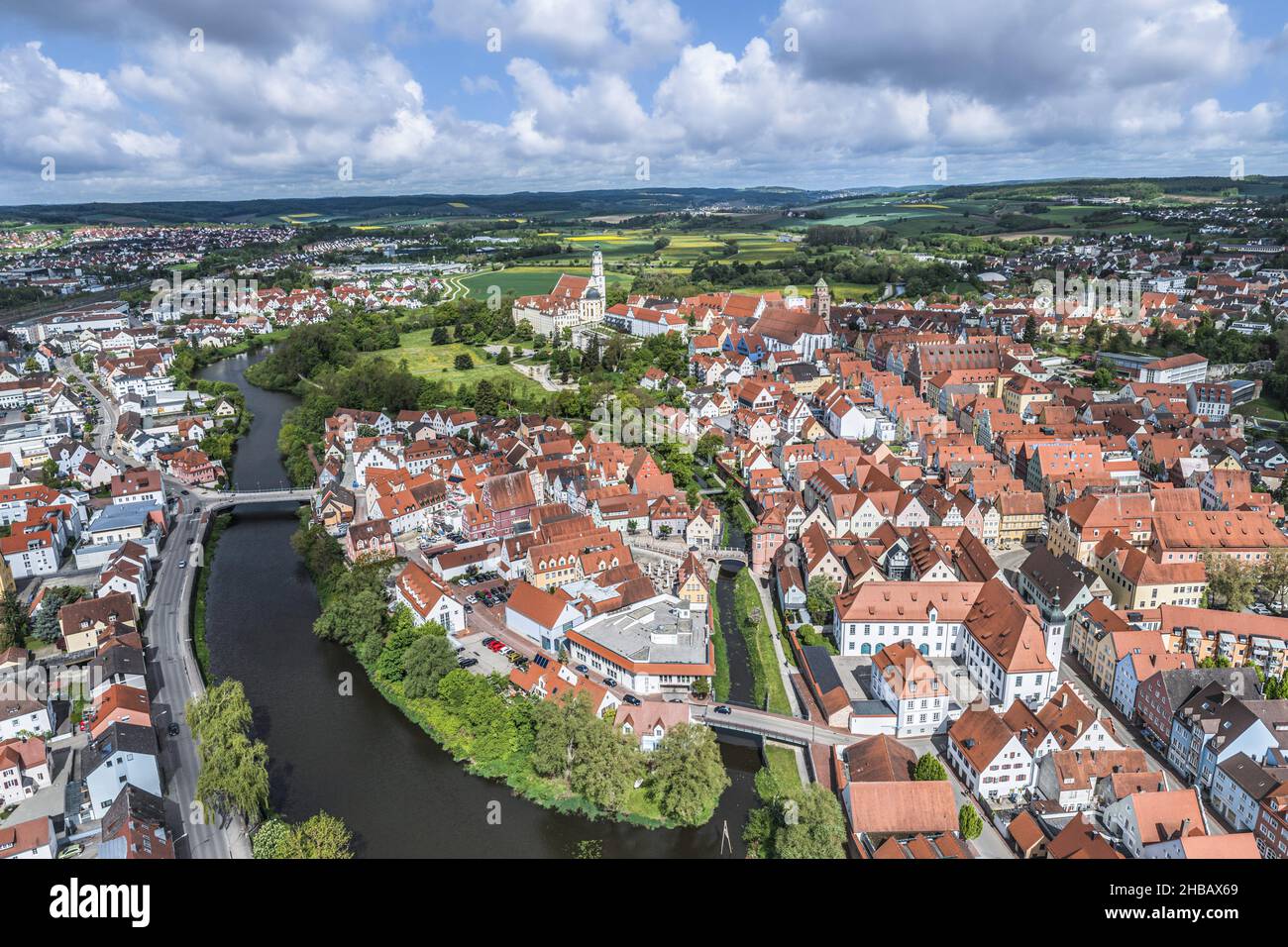 Aerial view to inner city of Donauwörth in Swabia Stock Photo - Alamy
