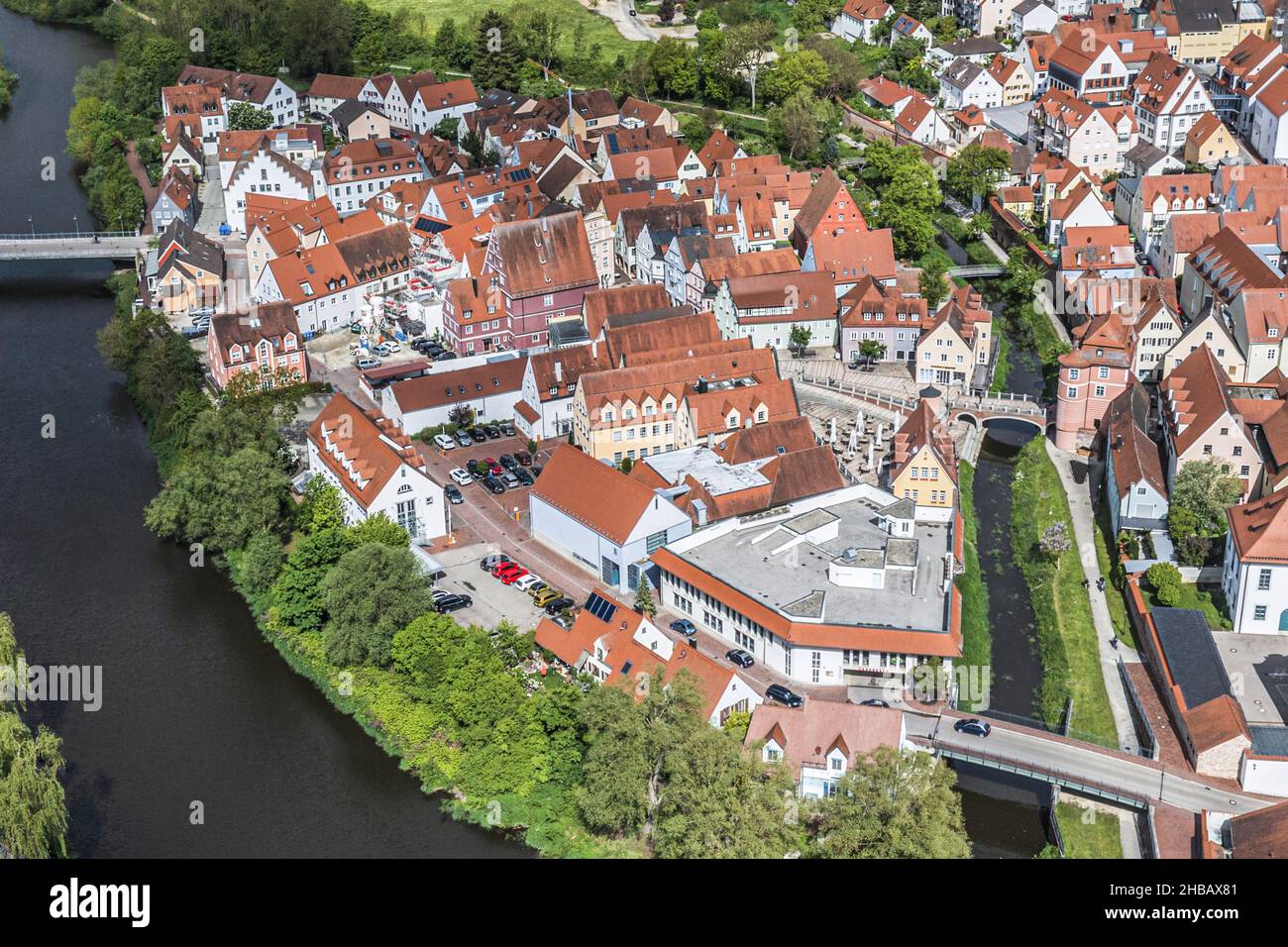 Aerial view to inner city of Donauwörth in Swabia Stock Photo - Alamy