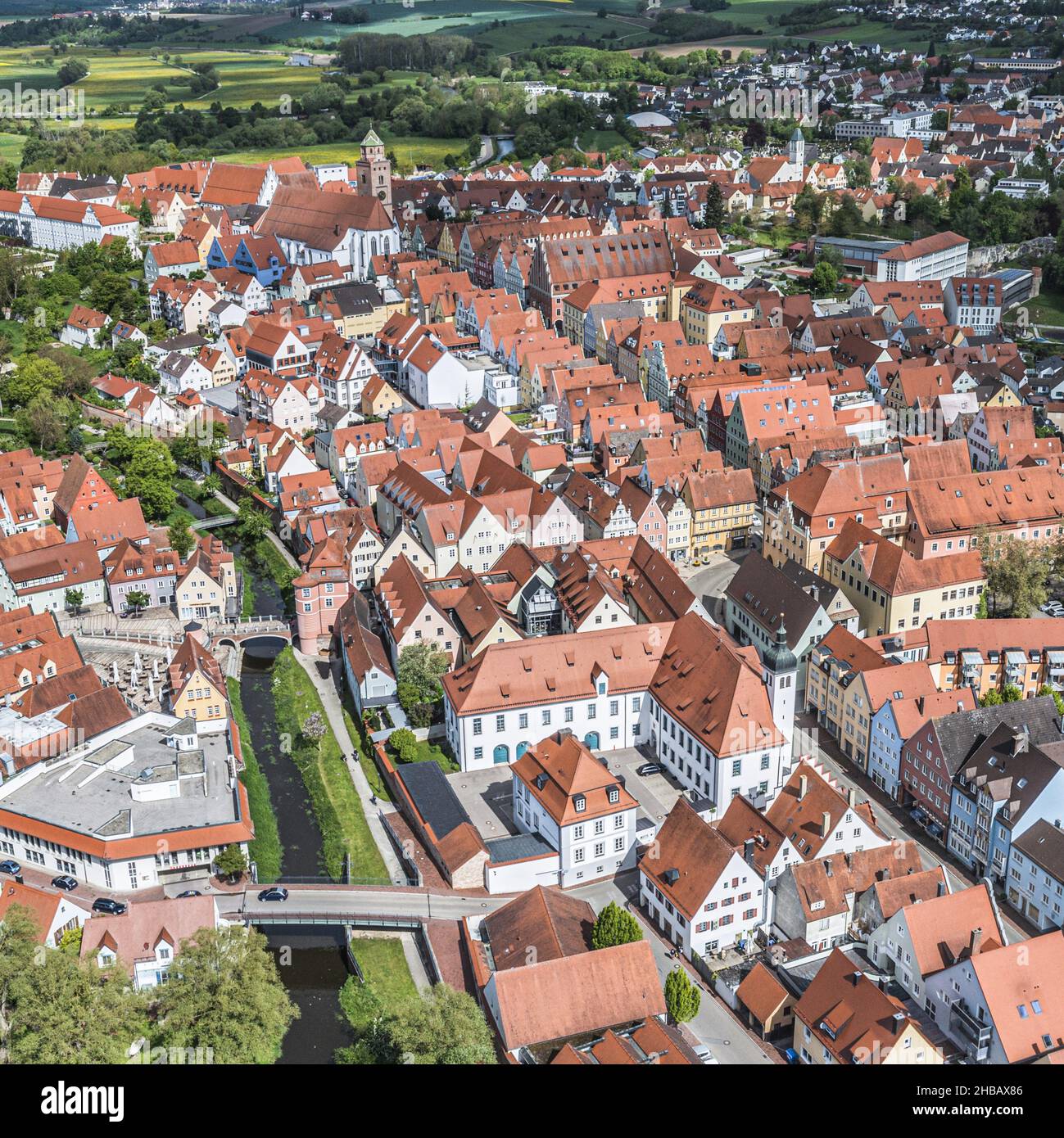 Aerial view to inner city of Donauwörth in Swabia Stock Photo - Alamy