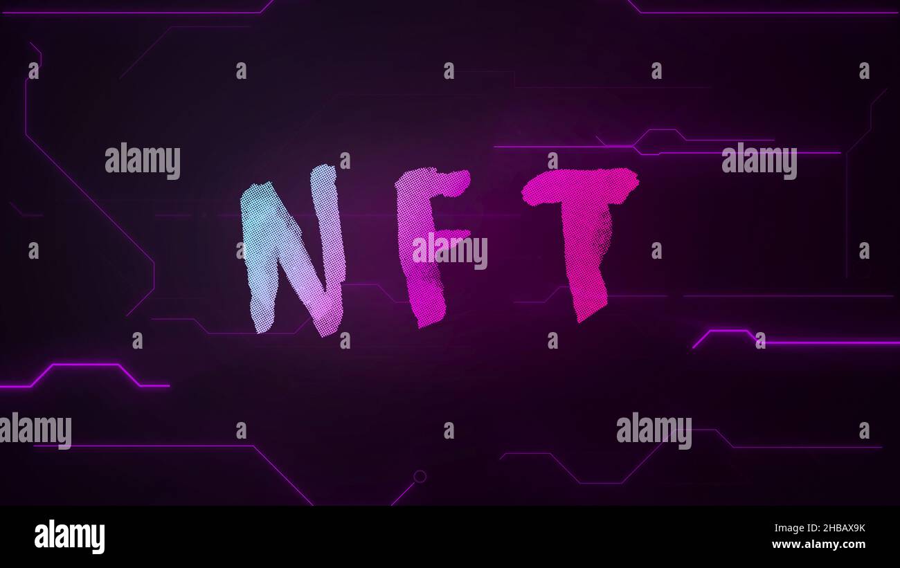 NFT Non-fungible token. Futuristic illustration. Digital crypto ...