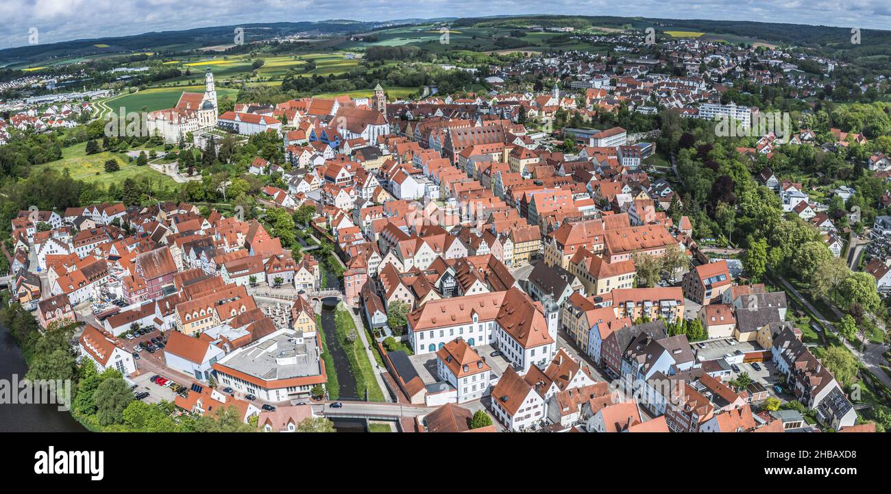 Aerial view to inner city of Donauwörth in Swabia Stock Photo - Alamy