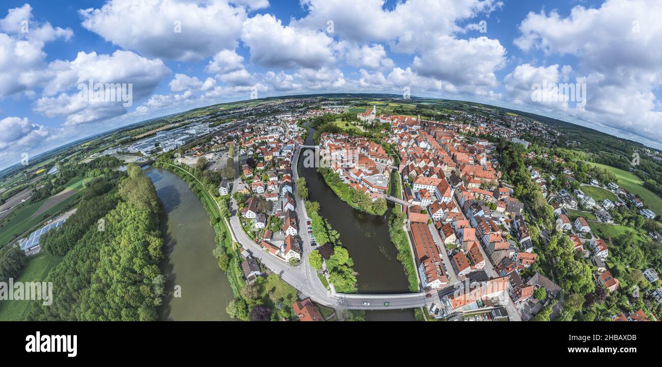 Aerial view to inner city of Donauwörth in Swabia Stock Photo - Alamy
