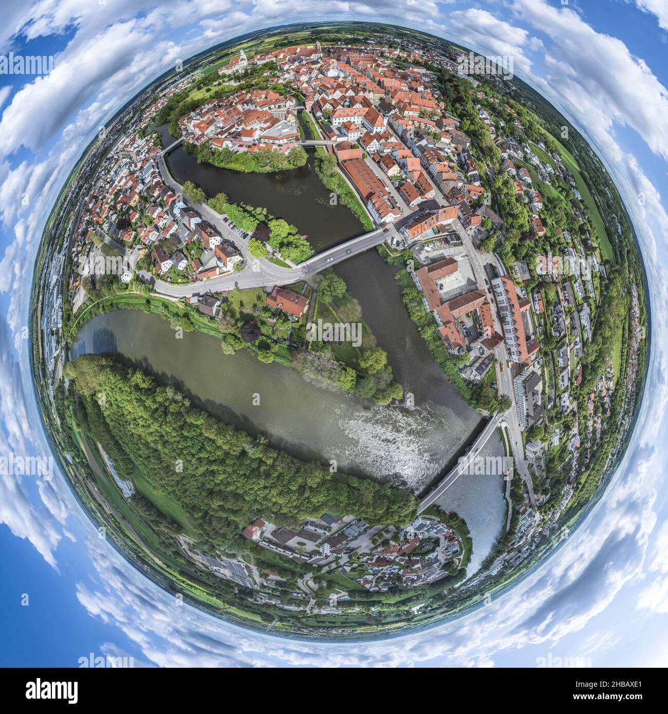Aerial view to inner city of Donauwörth in Swabia Stock Photo - Alamy