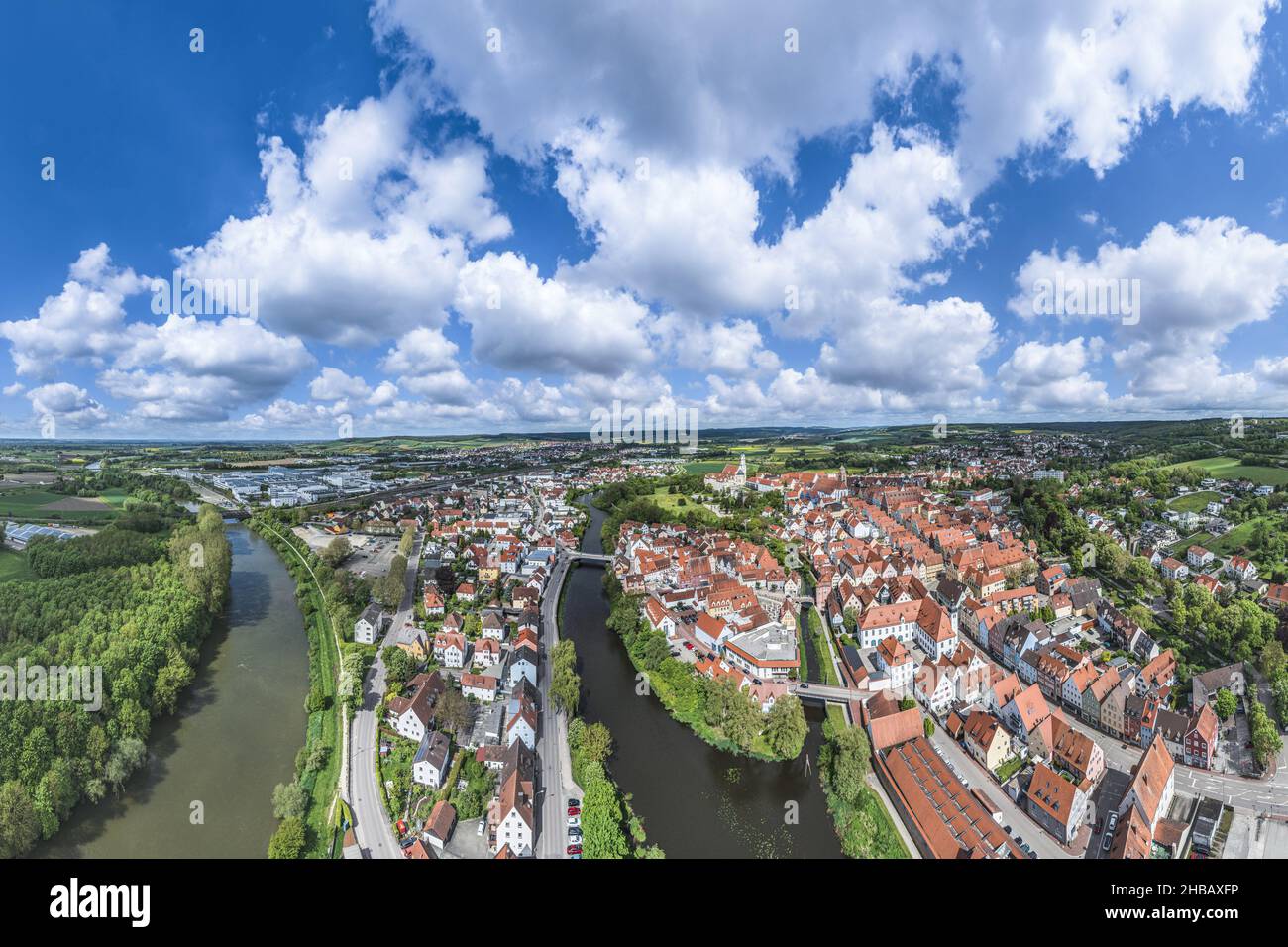 Aerial view to inner city of Donauwörth in Swabia Stock Photo - Alamy