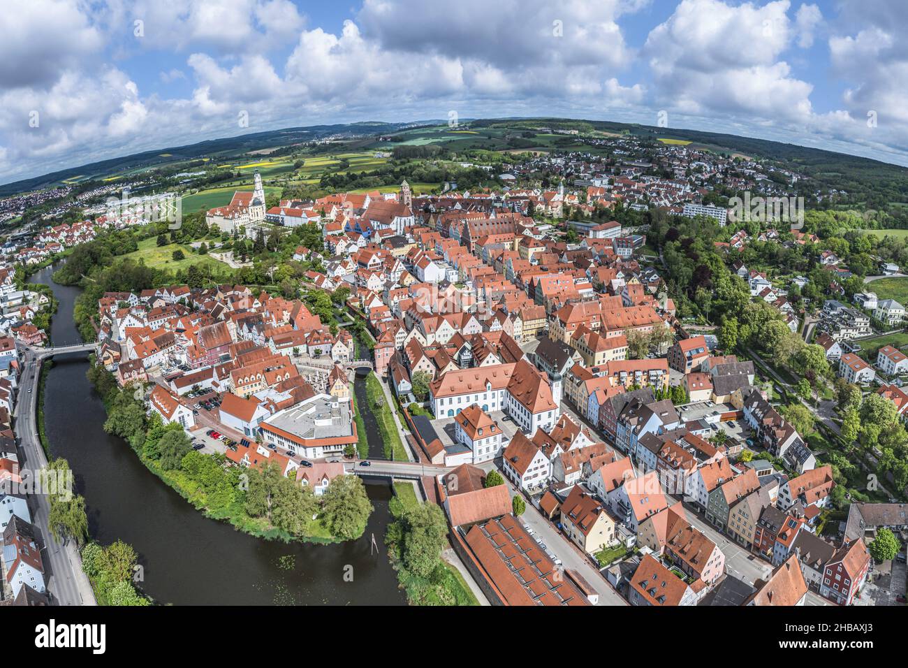 Aerial view to inner city of Donauwörth in Swabia Stock Photo - Alamy