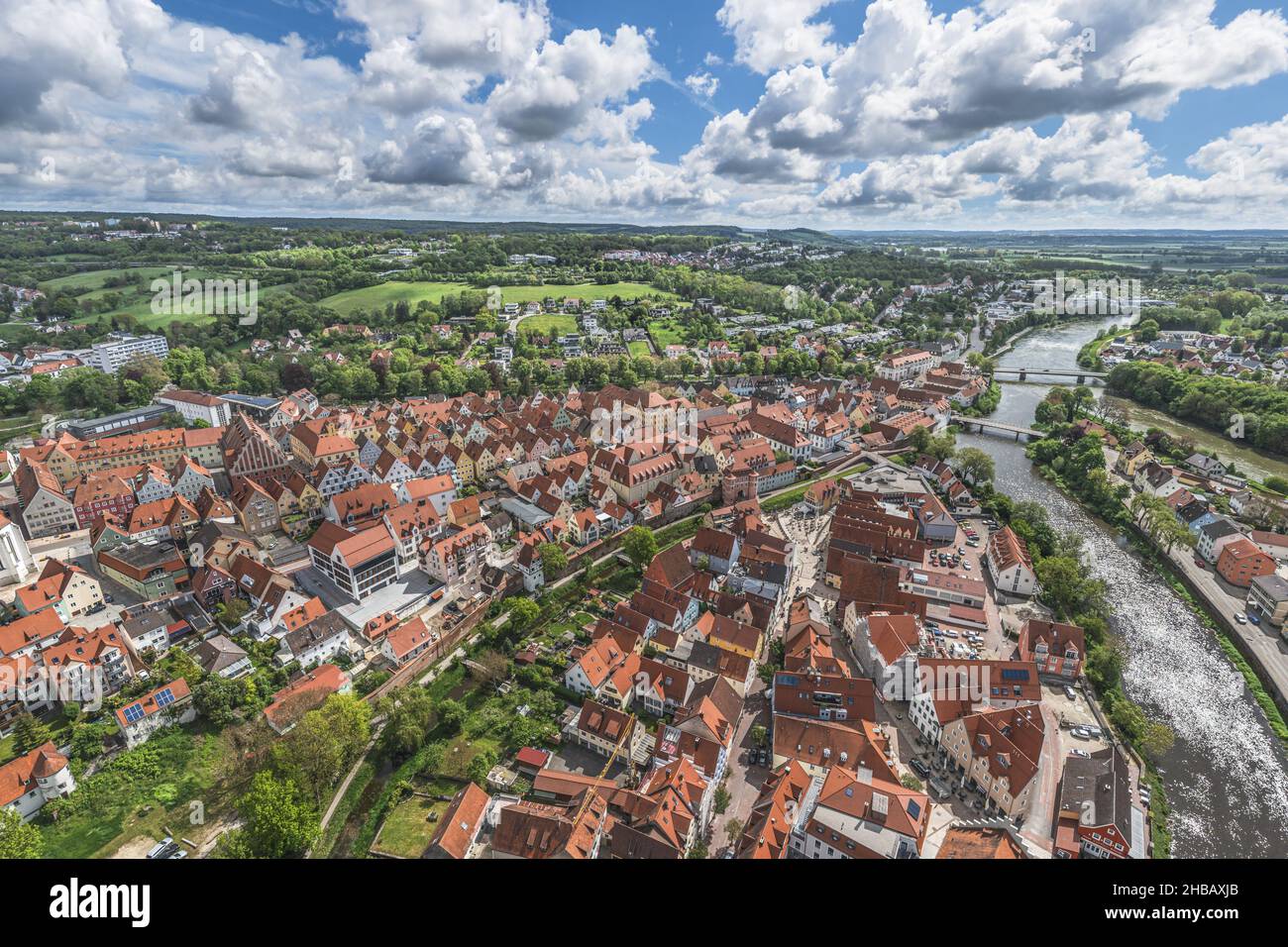 Aerial view to inner city of Donauwörth in Swabia Stock Photo - Alamy