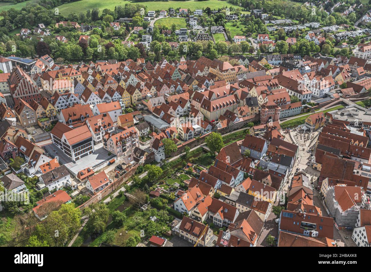 Aerial view to inner city of Donauwörth in Swabia Stock Photo - Alamy