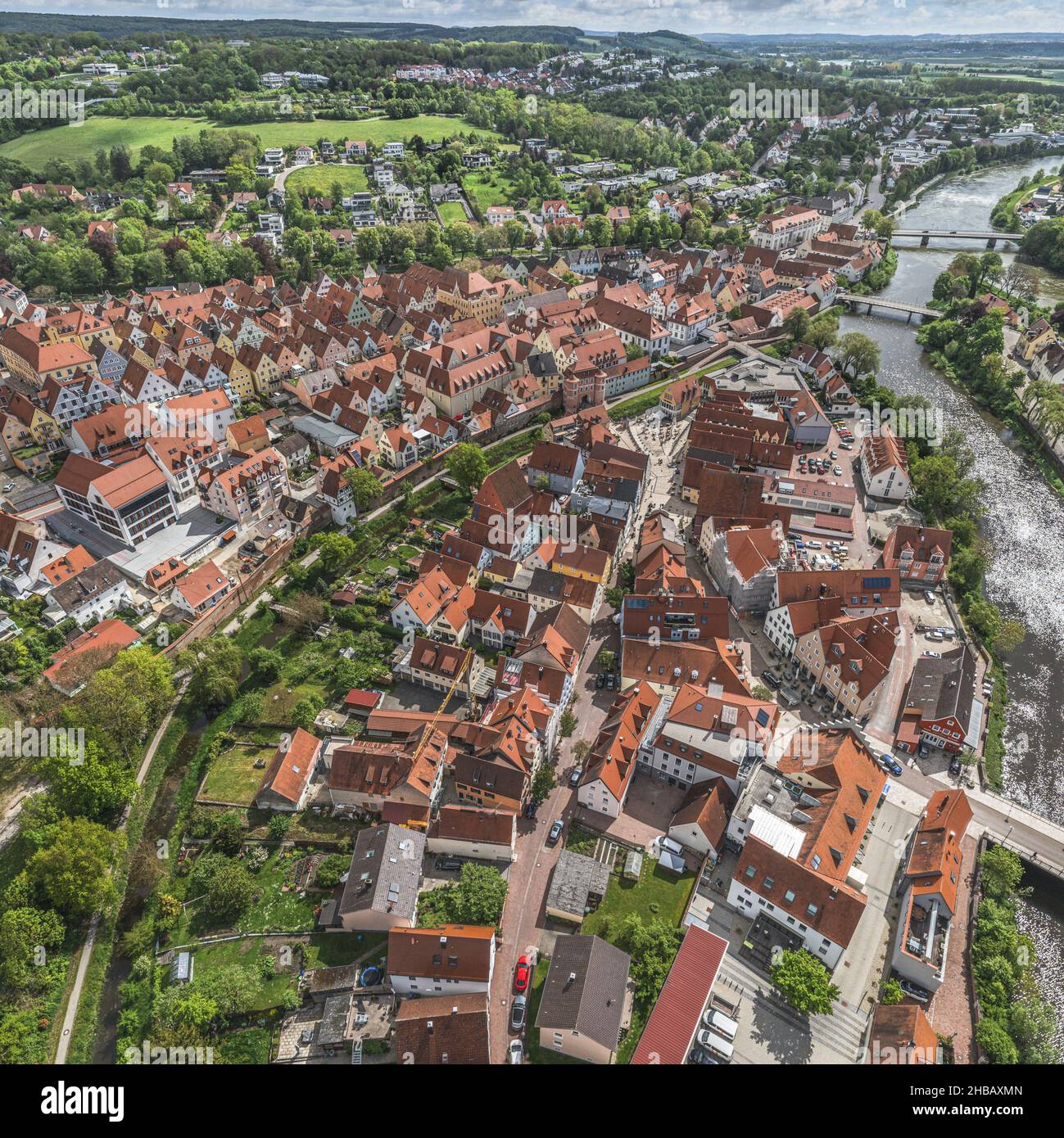 Aerial view to inner city of Donauwörth in Swabia Stock Photo - Alamy