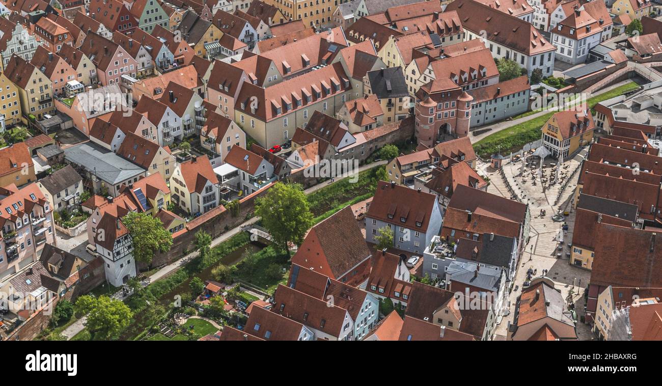 Aerial view to inner city of Donauwörth in Swabia Stock Photo - Alamy