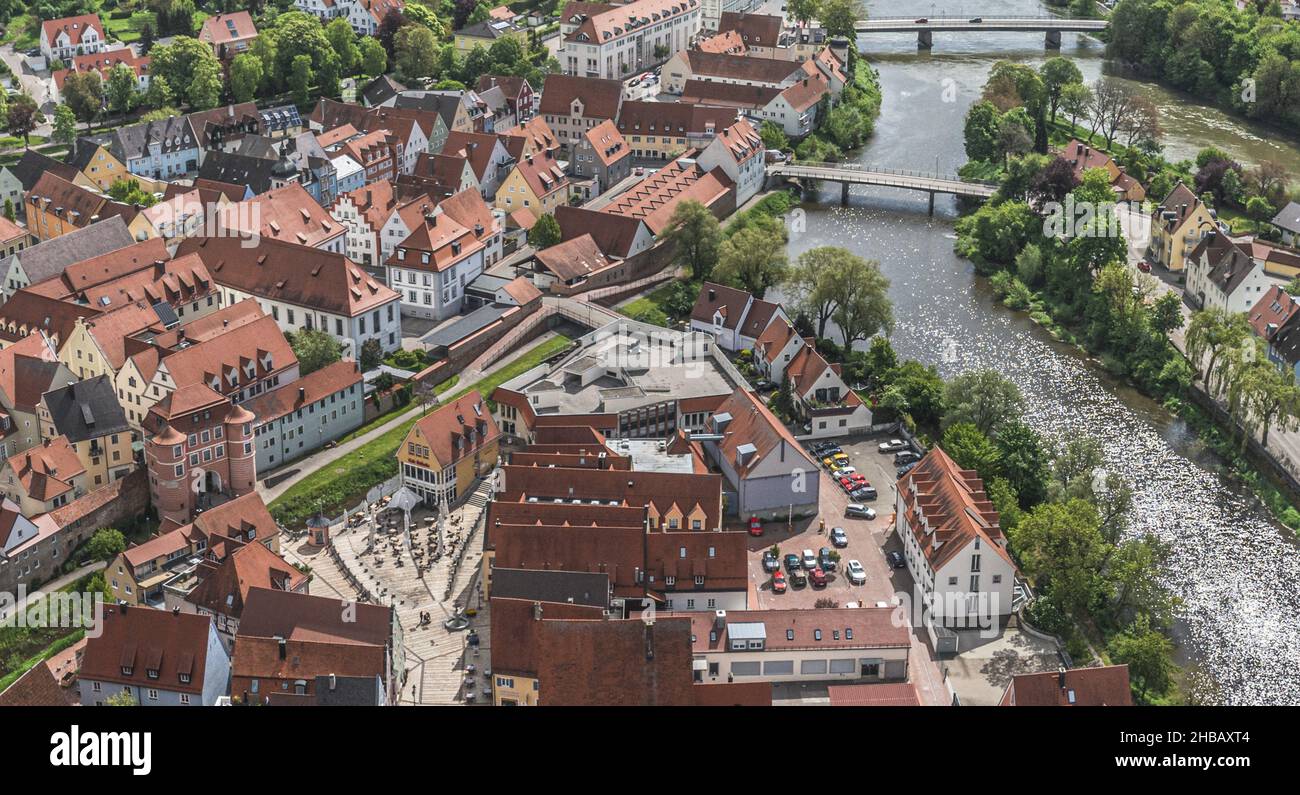 Aerial view to inner city of Donauwörth in Swabia Stock Photo - Alamy