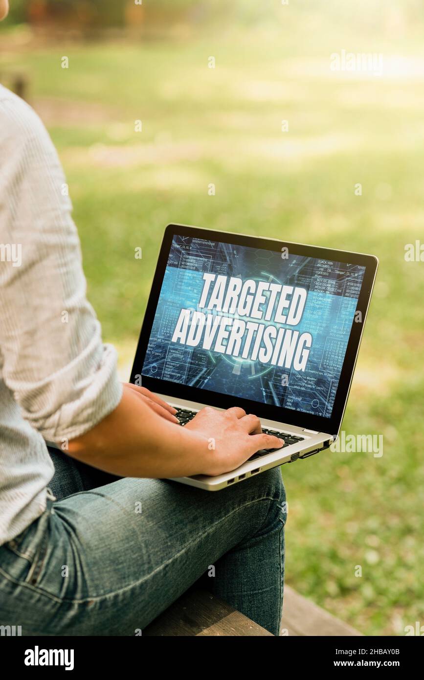 Sign displaying Targeted Advertising. Concept meaning Online ...