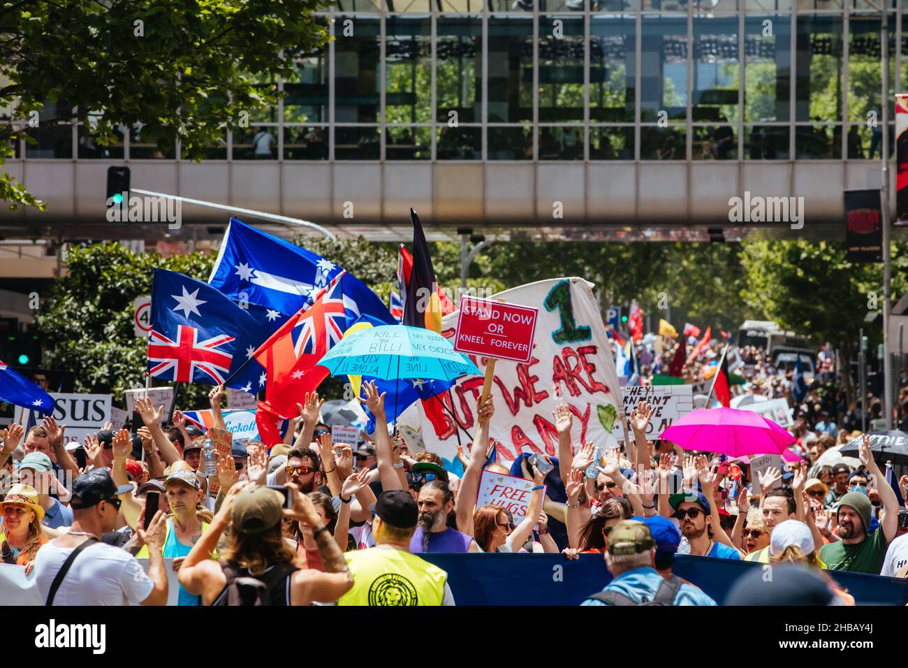 Australians Protest Against Mandatory COVID-19 Vaccines Stock Photo - Alamy