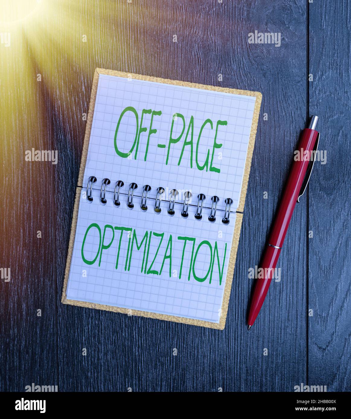 Hand writing sign Off Page Optimization. Word Written on Website ...
