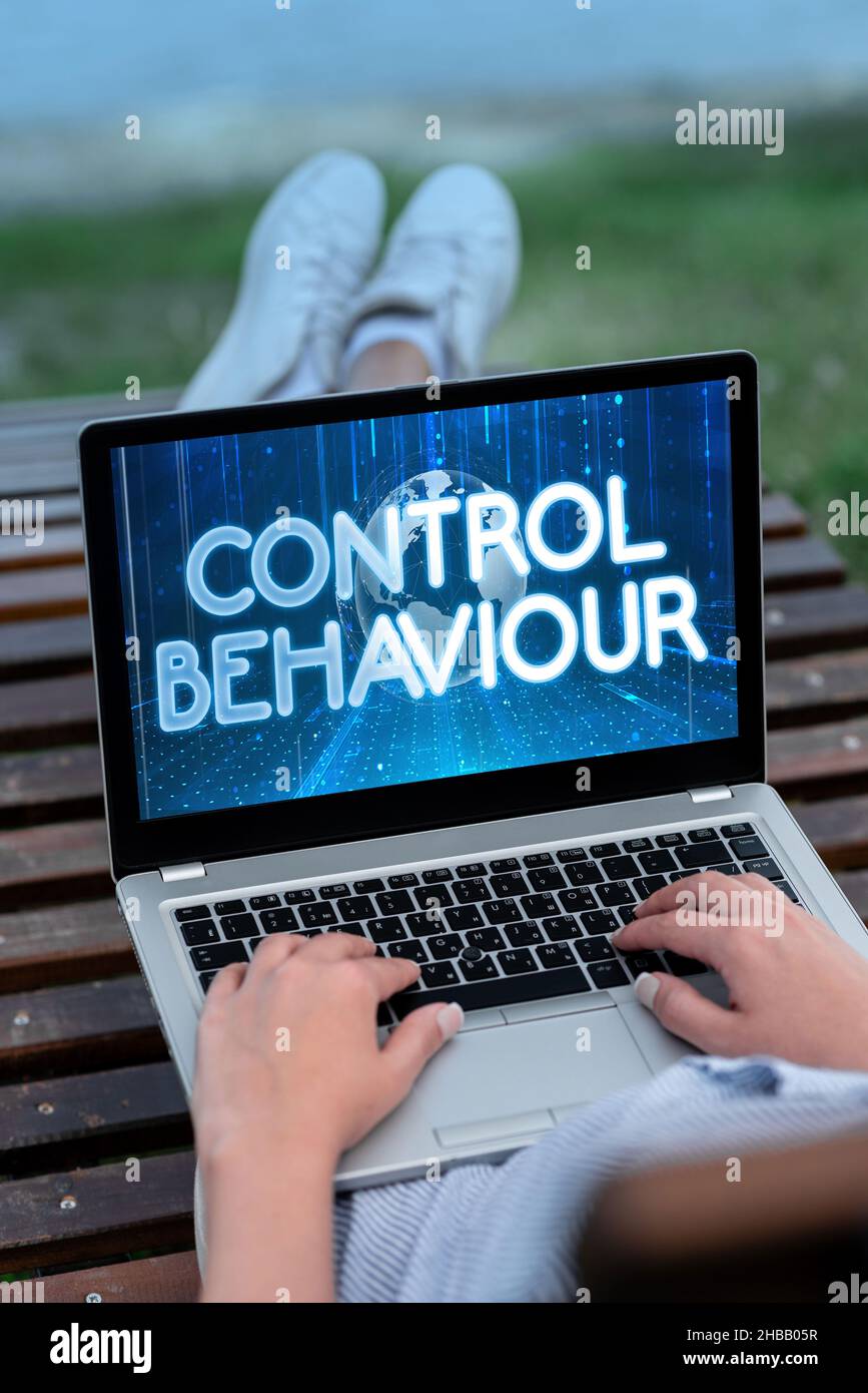 Text sign showing Control Behaviour. Business concept Exercise of ...
