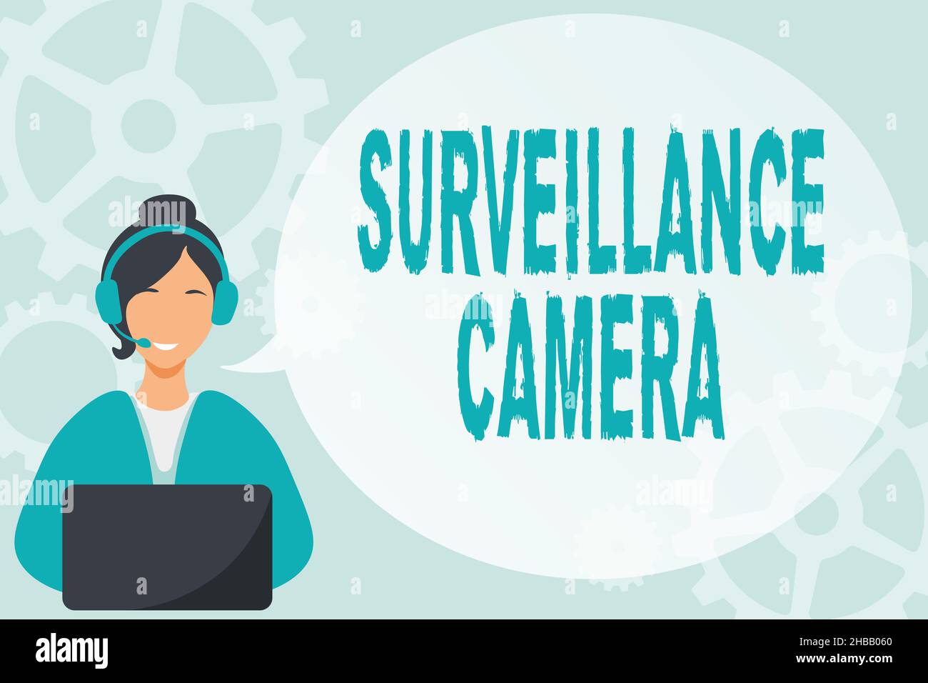 Text caption presenting Surveillance Camera. Business concept Closed ...