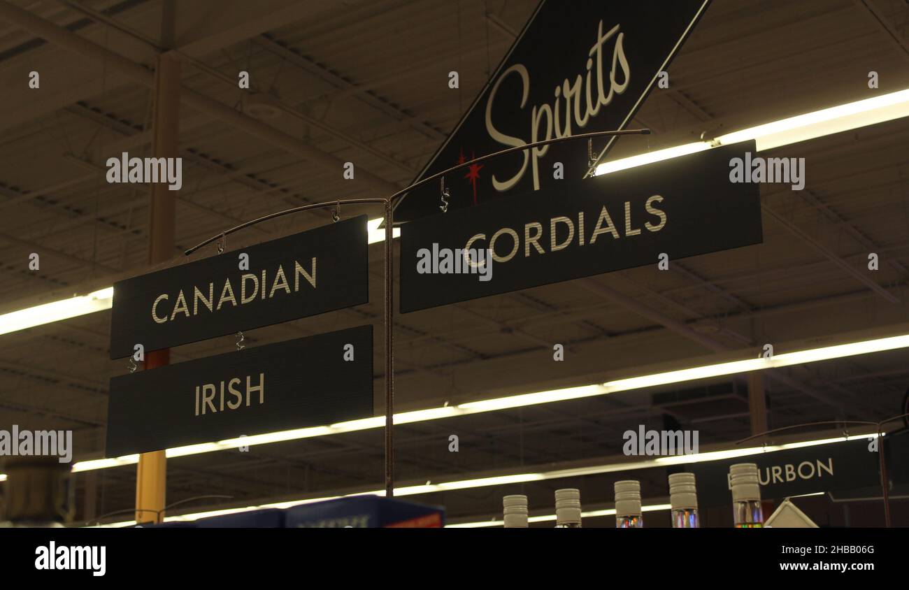 Bar Supply and Cocktail signs inside Liquor Store Stock Photo - Alamy