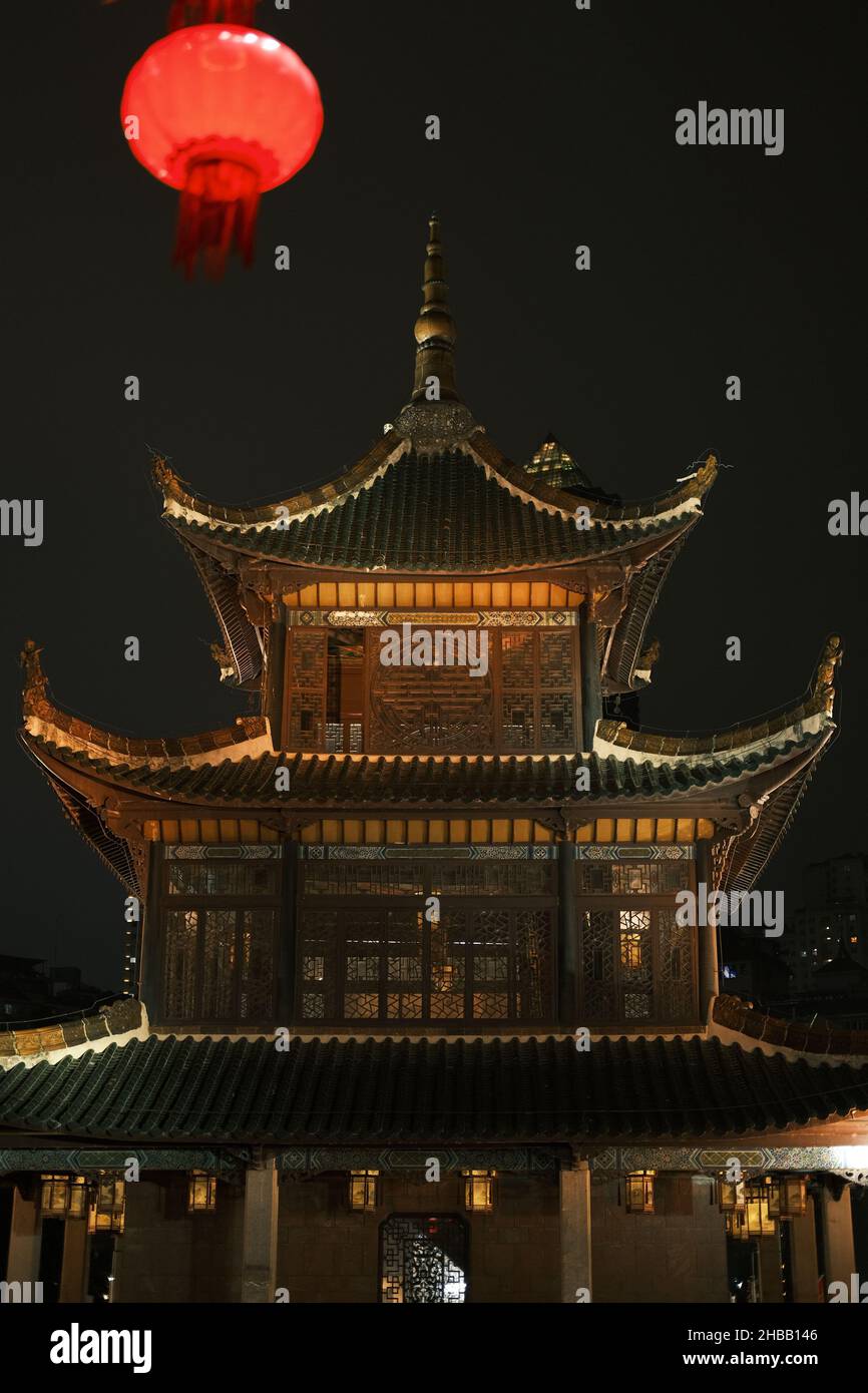 Chinese historic buildings at night Stock Photo - Alamy