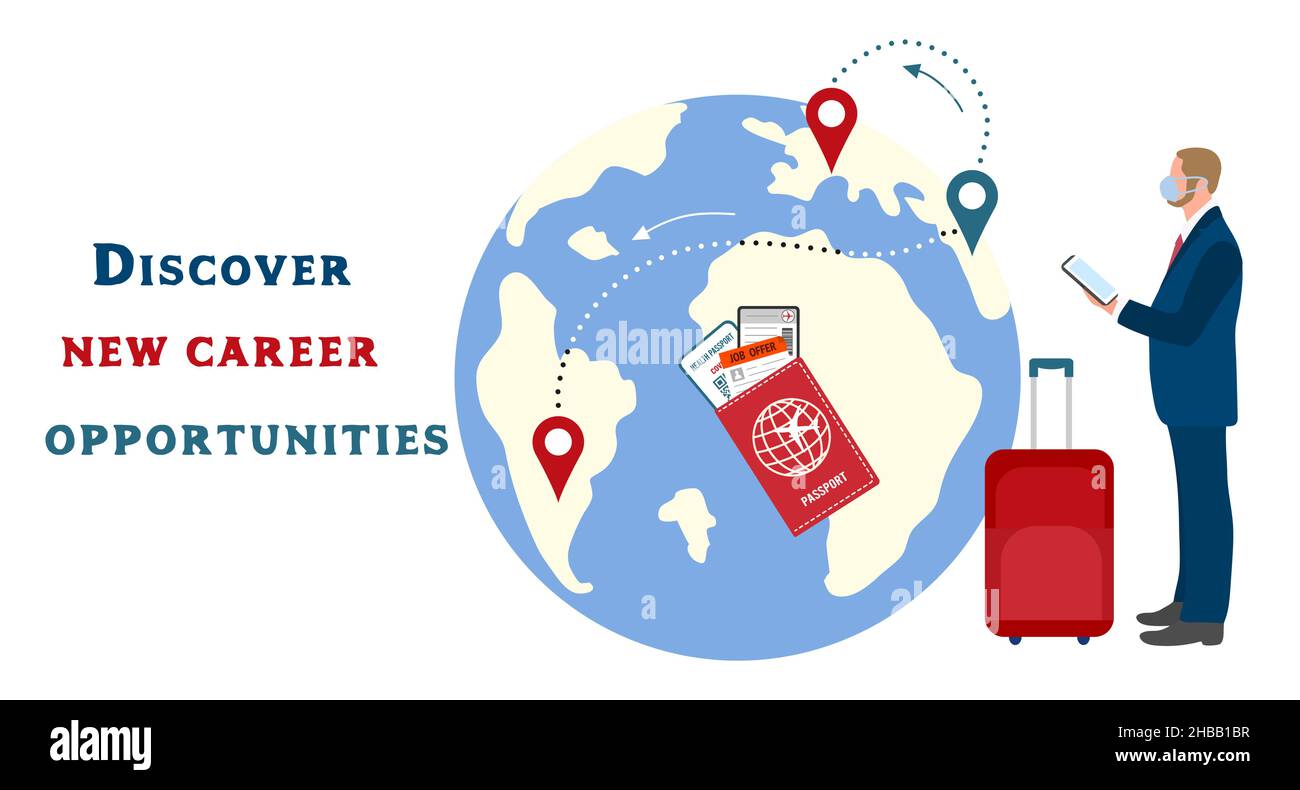 Vector illustration New career opportunities Relocation. Career ...