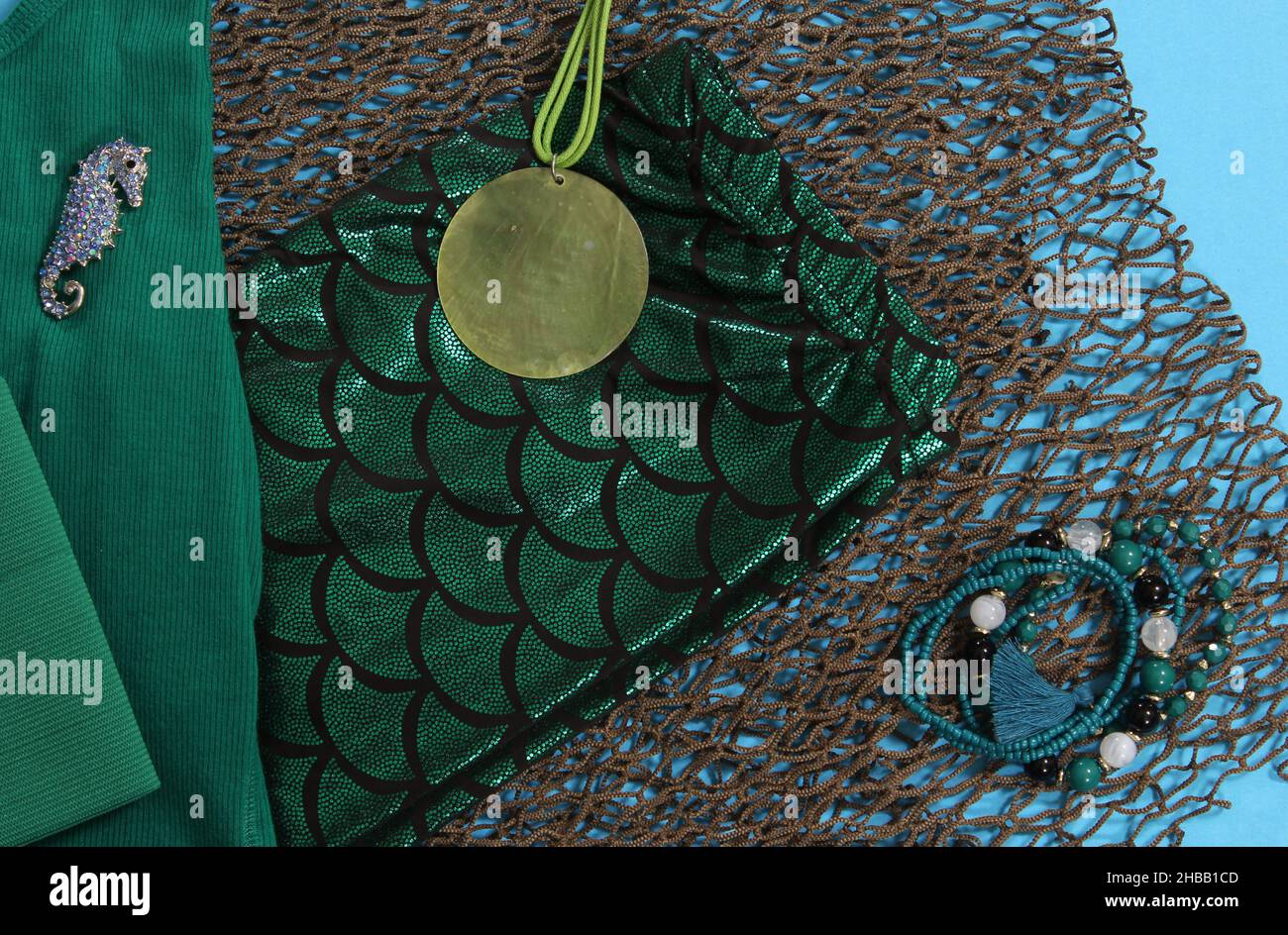 Mermaid Fashion With Jewelry and Fishing Net Stock Photo - Alamy