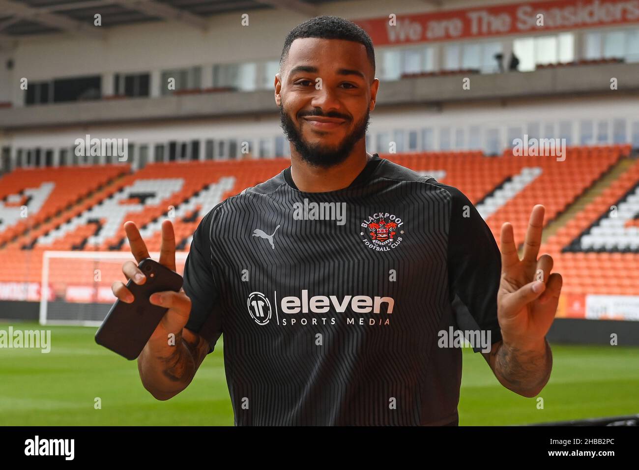Joe Nuttall #24 of Blackpool arrives Bloomfield Road ahead of todays ...