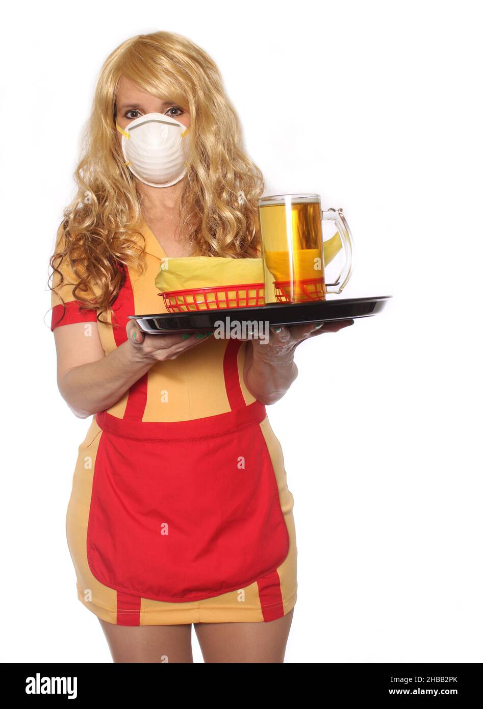 Restaurant and Bar Waitress Wearing N95 Mask To Prevent illness Stock ...
