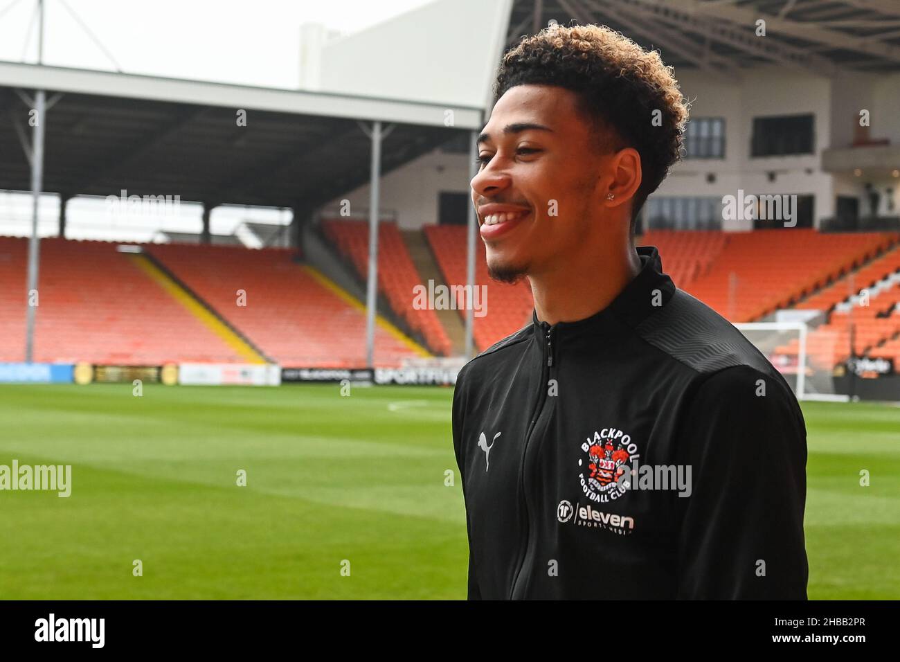 Jordan Lawrence-Gabriel #4 of Blackpool arrives Bloomfield Road ahead ...