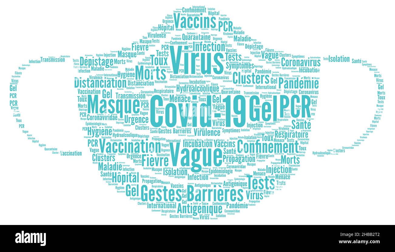 Covid 19 word cloud concept in french language Stock Photo - Alamy
