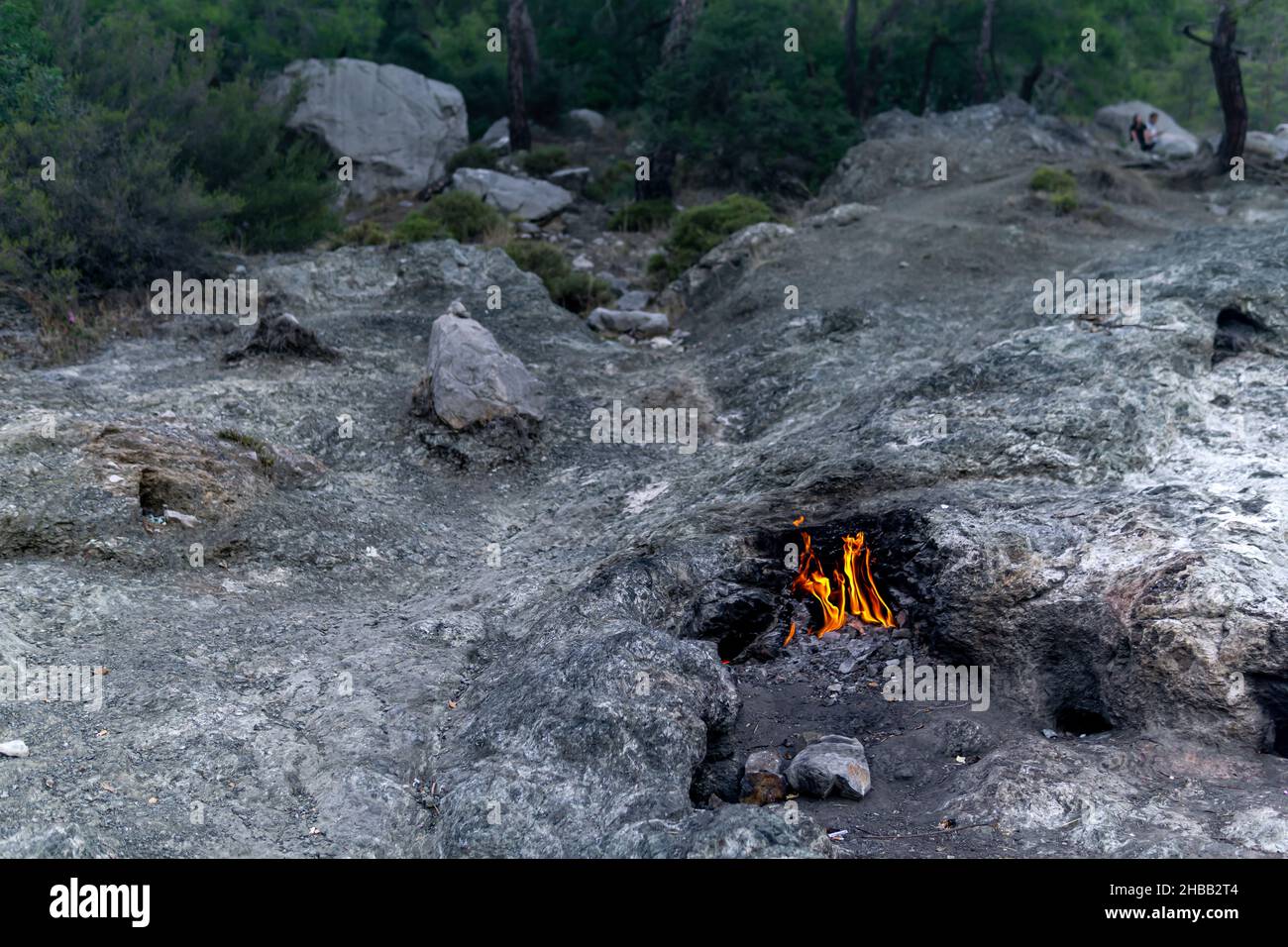 constantly burning fire at the place of a natural gas emission on Mount ...