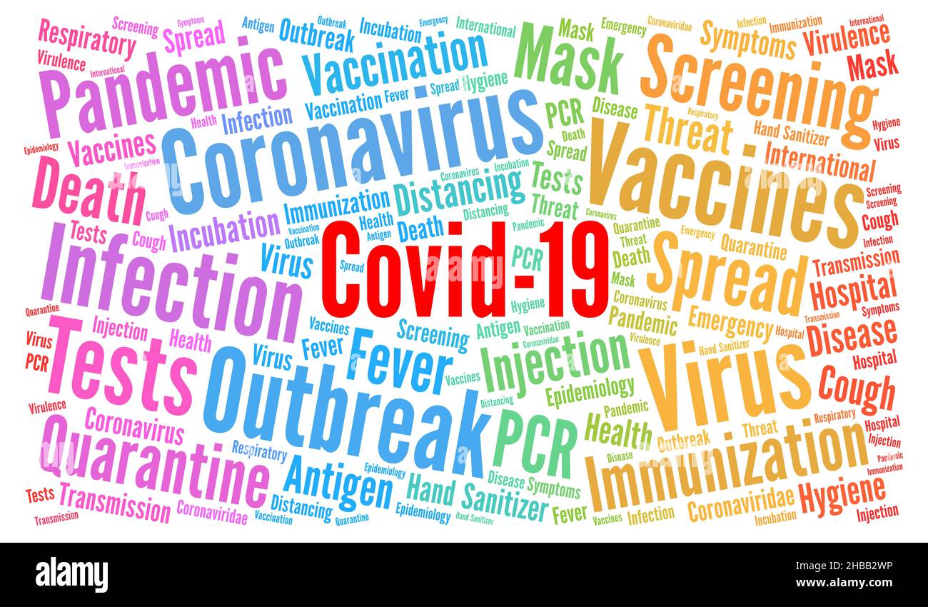 Covid 19 word cloud concept Stock Photo - Alamy