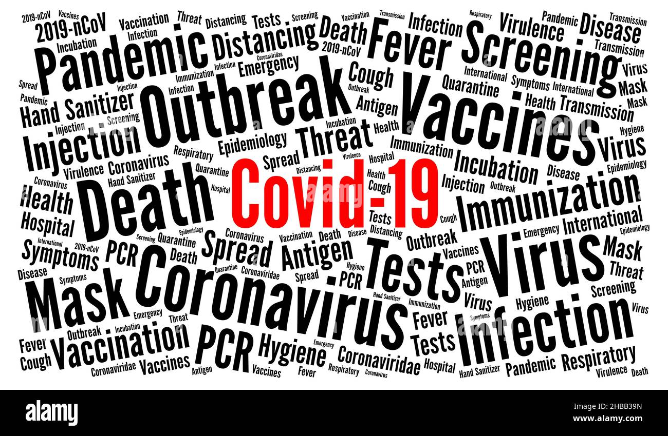 Covid 19 word cloud concept Stock Photo - Alamy