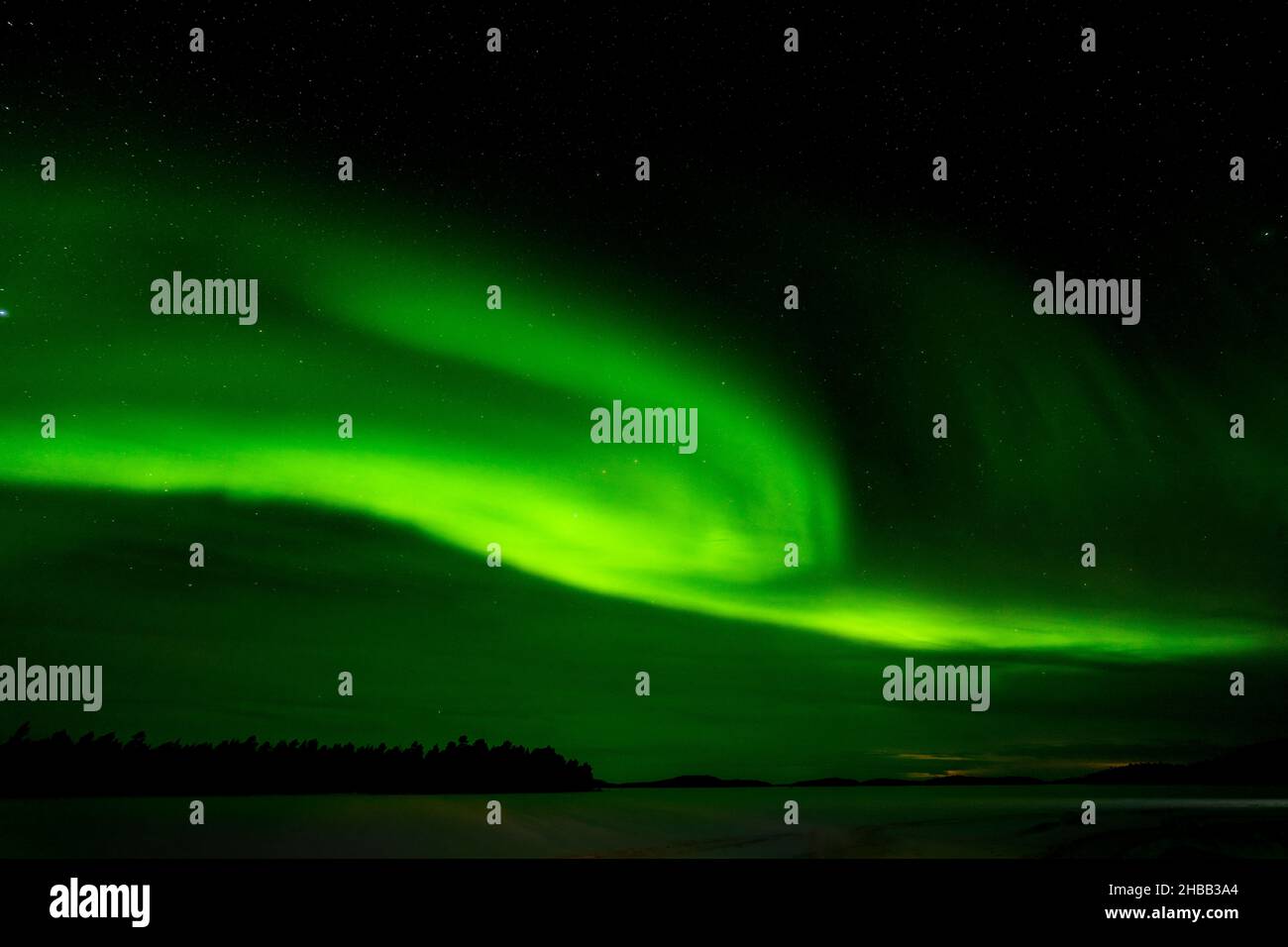 Aurora Borealis, or Northern Lights at Lake Inari, Finnish Lapland ...
