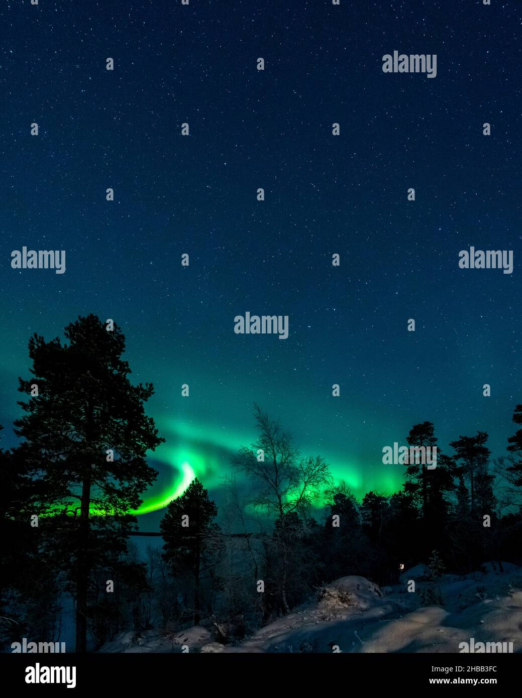 Aurora Borealis, or Northern Lights at Lake Inari, Finnish Lapland ...