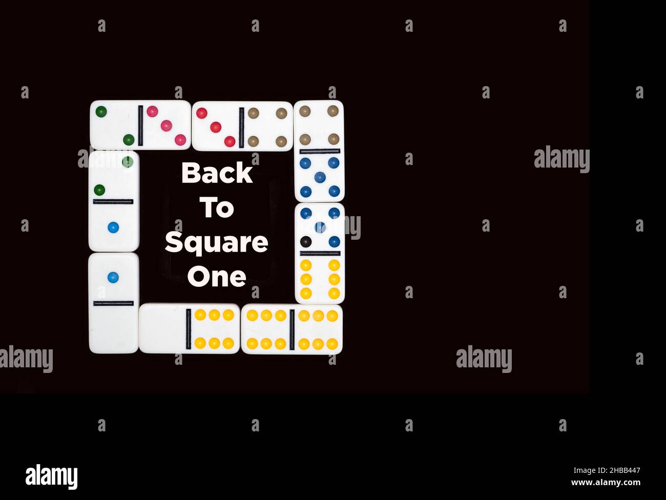 Back to square one concept a simple message inside a domino shape Stock ...