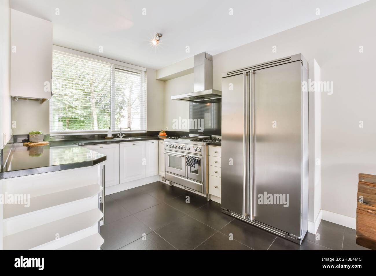 Amazing kitchen design with a large refrigerator with two doors Stock ...