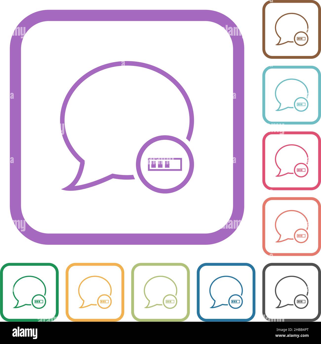 Message processing outline simple icons in color rounded square frames ... Message processing outline simple icons in color rounded square frames ...