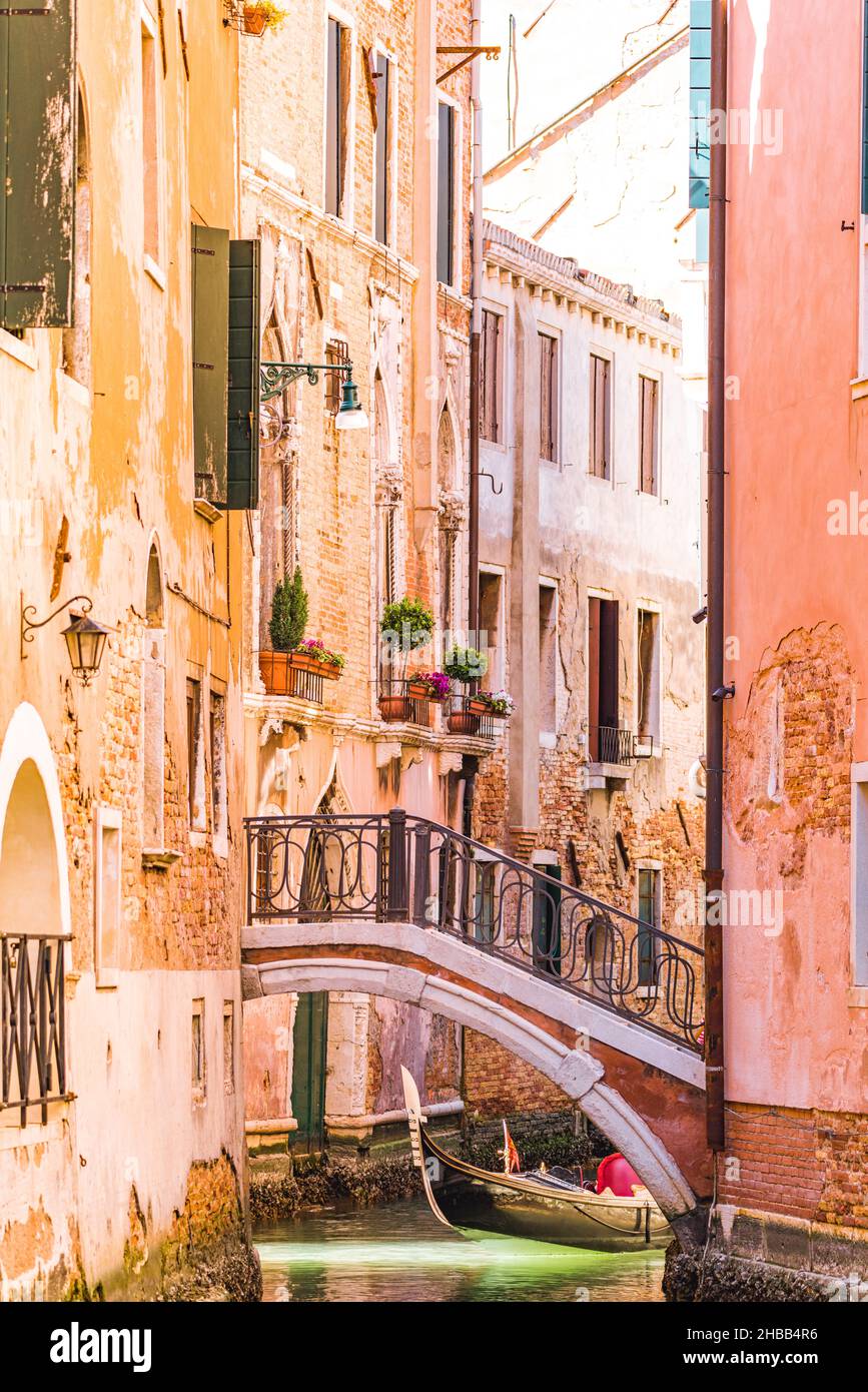 Gondola ride in narrow canal hi-res stock photography and images - Alamy