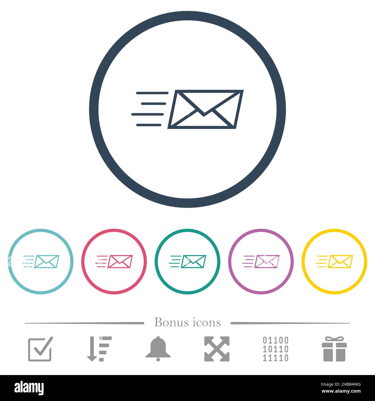 Sending express mail outline flat color icons in round outlines. 6 ...