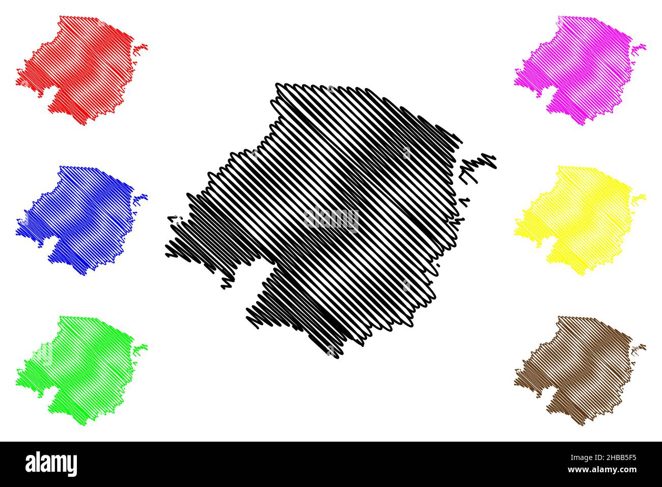 Maharajganj district (Uttar Pradesh State, Republic of India) map ...