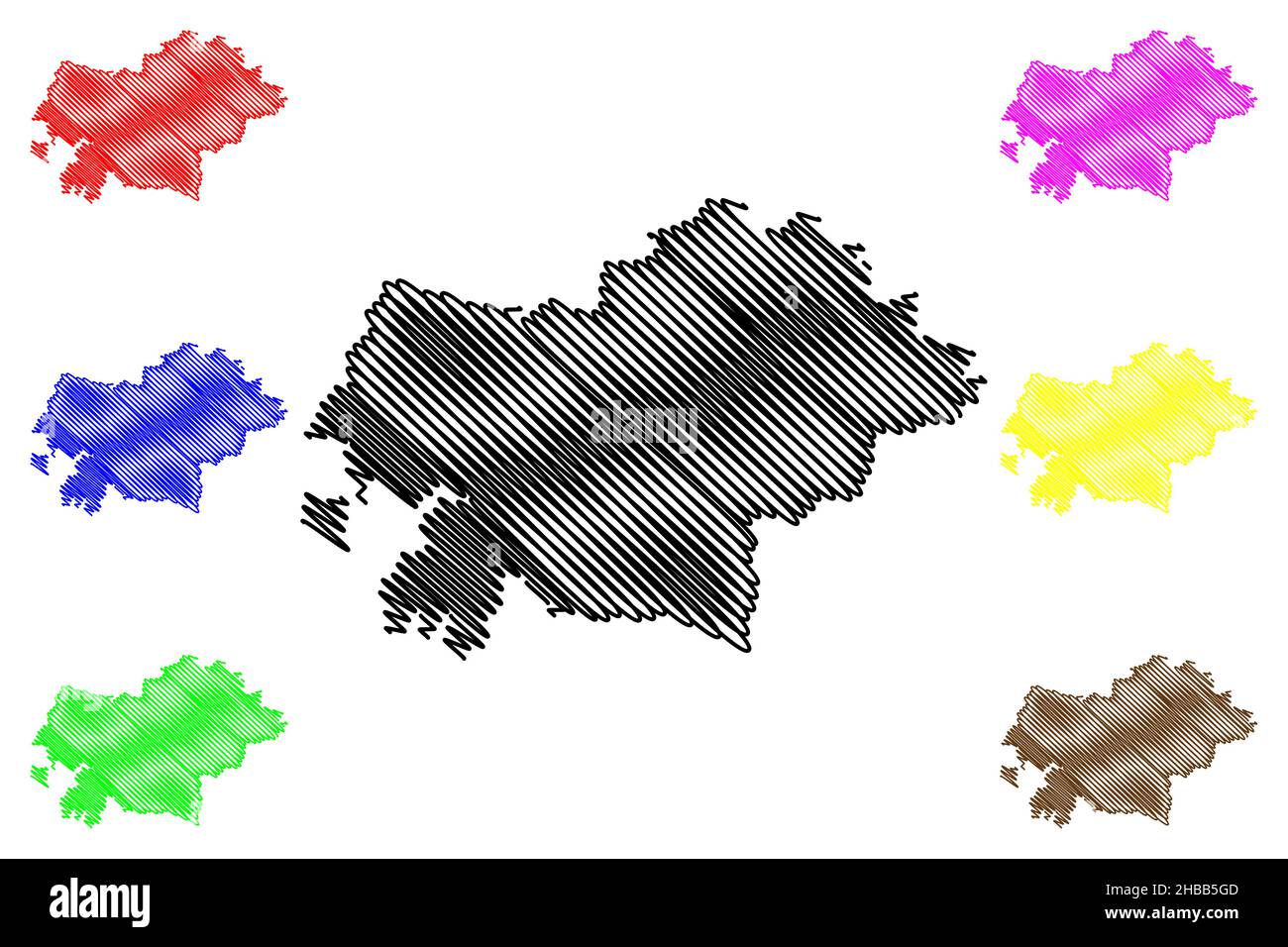 Mahoba district (Uttar Pradesh State, Republic of India) map vector ...