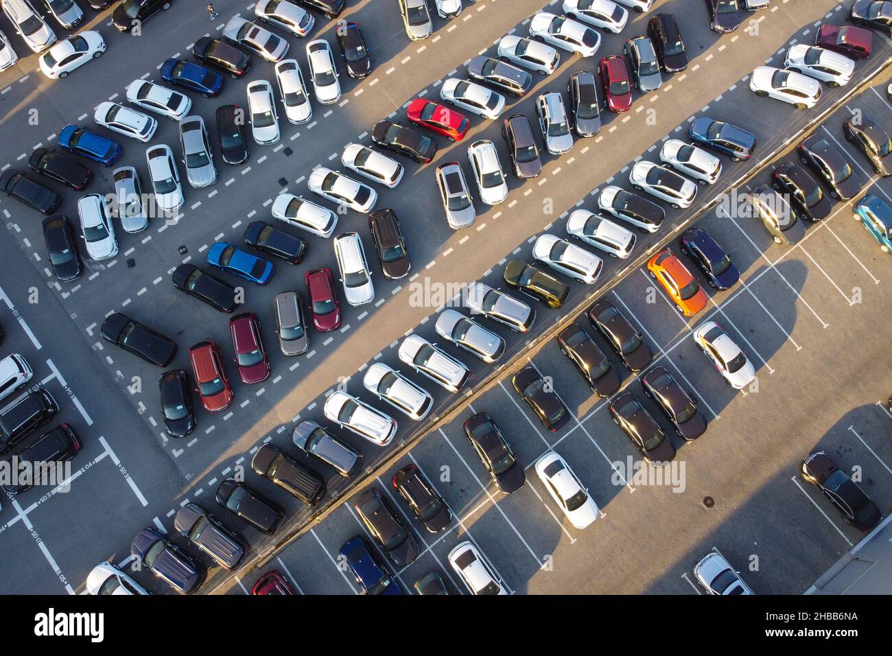 Cars at parking aerial view Stock Photo - Alamy