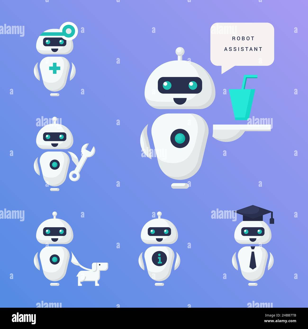 Robot assistant, mechanic, inventor, technician. A linear robot icon ...