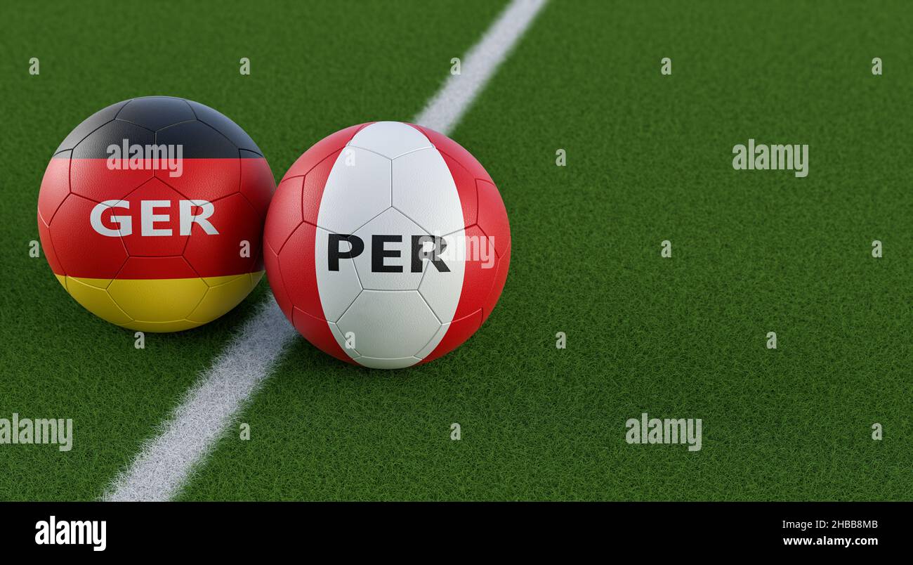 Germany vs. Peru Soccer Match - Leather balls in Germany and Peru ...