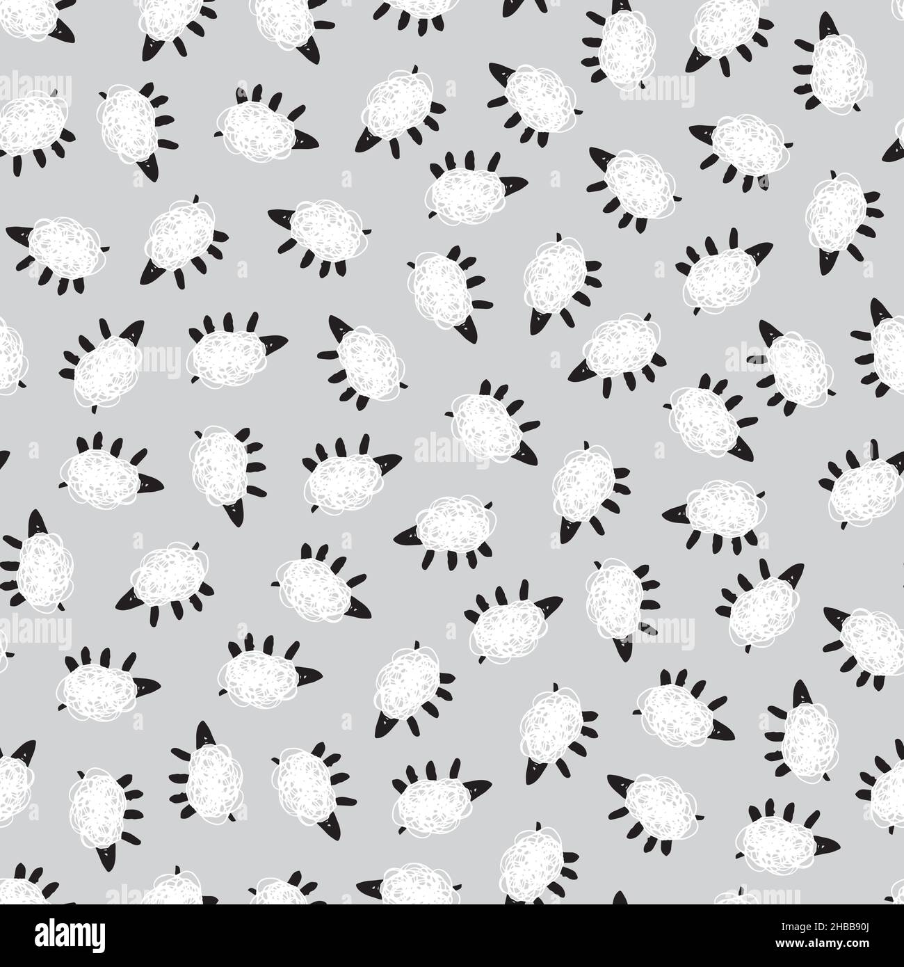 Vector light grey sheep polka dot scatter cute doodles seamless pattern ...