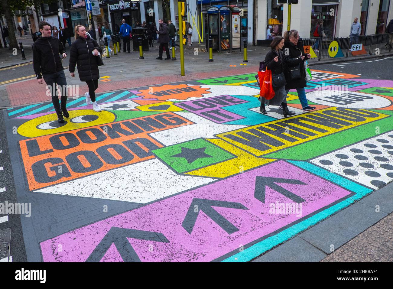 Colourful,distinctive,design,designed,pedestrian,road crossing,on ...