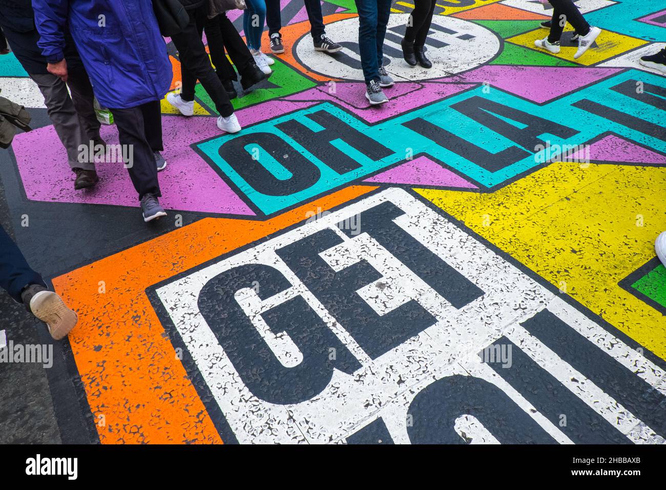 Colourful,distinctive,design,designed,pedestrian,road crossing,on ...