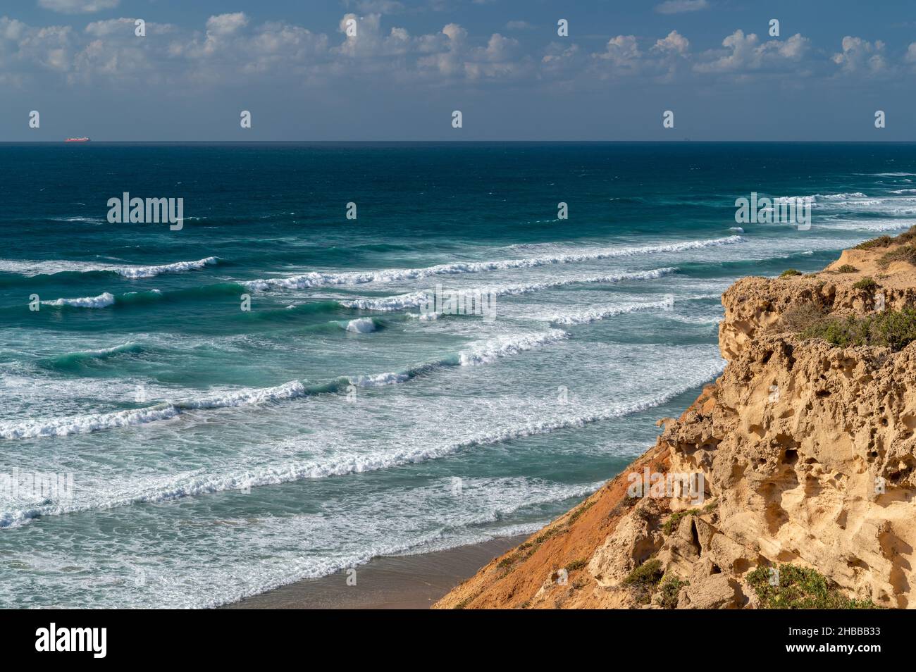Argaman beach in Netanya in Israel view from the hill Stock Photo - Alamy