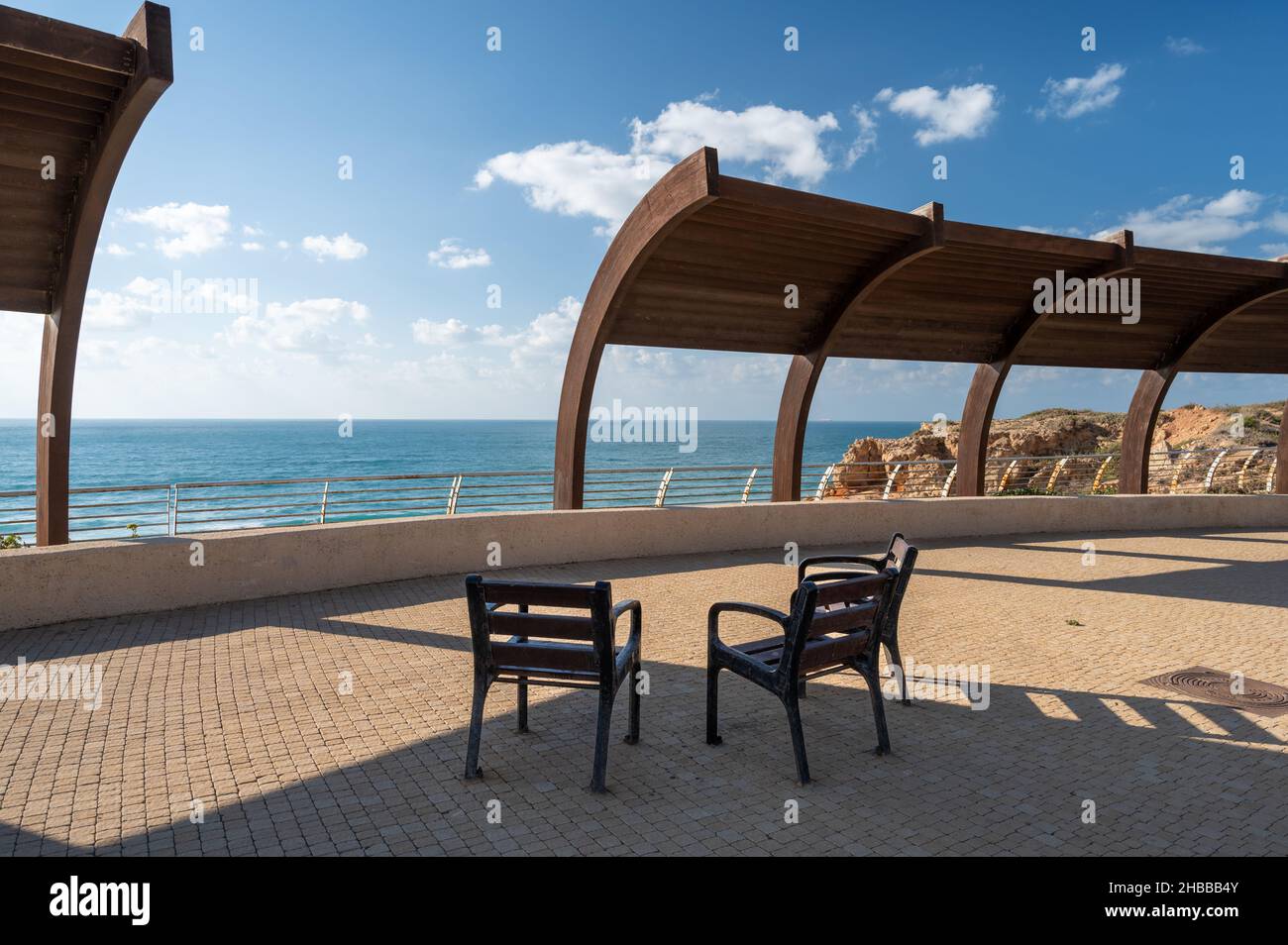 Argaman beach in Netanya in Israel view from the hill Stock Photo - Alamy